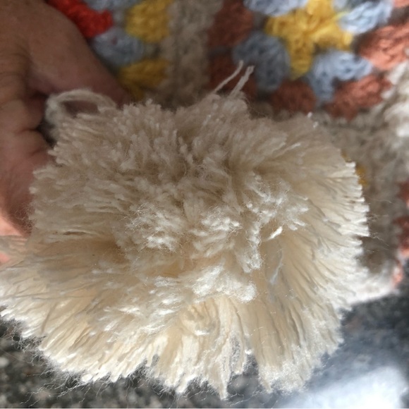 wild fable | Accessories | New White Granny Square Crocheted Fleece Lined Beanie Pom Hat By Wild ...